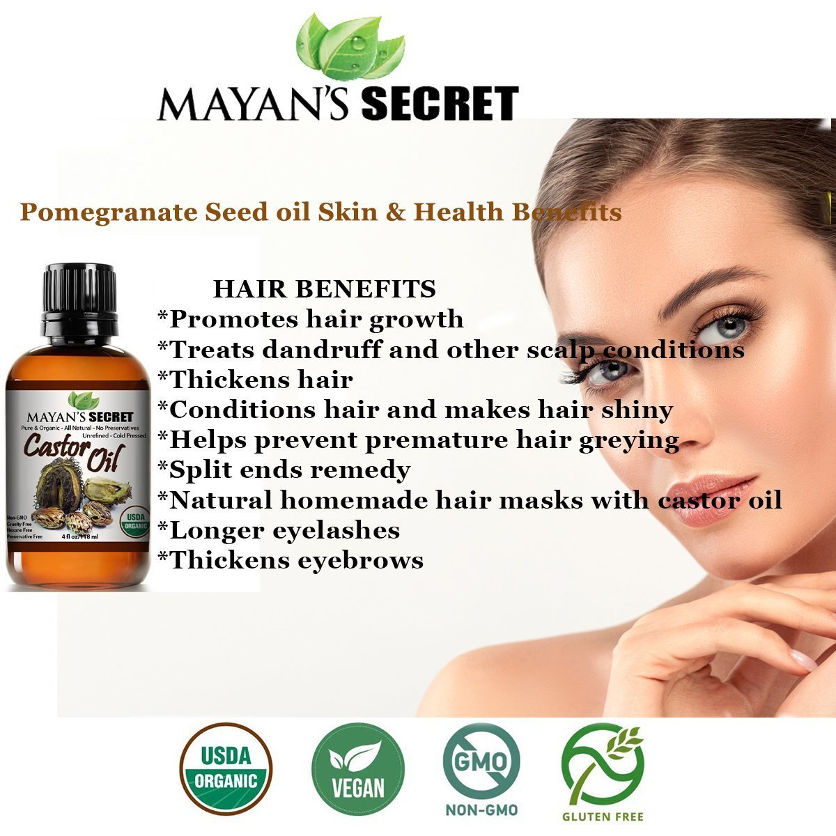 Organic Castor Oil for Hair Growth - Organic Castor Oil - Mayan's Secret